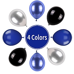 Blue and Black Balloons, Navy Blue and Silver Balloons Metallic Silver Dark Blue Balloons Black and Silver Latex Balloons Black Blue Balloons for Kids Adults Birthday Space Party Wedding Baby Shower