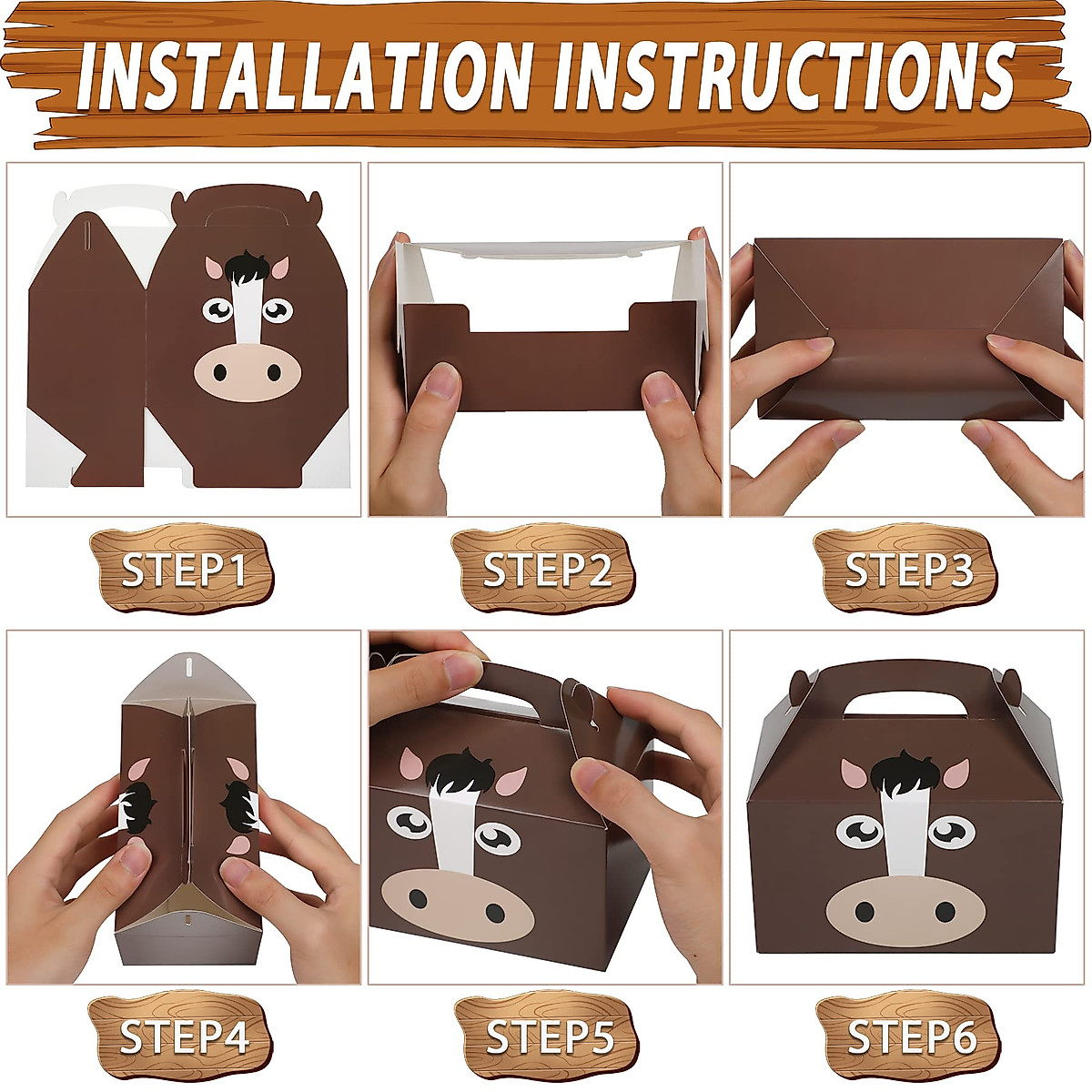 Erweicet Horse Party Favors 24 PCS Cow Horse Party Treat Boxes Cowboy Gift Box Cardboard Candy Cookies Snacks Boxes for Western Cowboy Cowgirl Themed Bithday Party Baby Shower Party Supplies