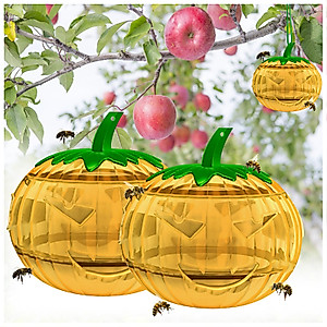 Stingmon Reusable Wasp Traps Outdoor Hanging Yellow Jacket Trap Carpenter Bee Traps for Outside Hornet Traps Bee Traps Catcher for Outdoors, Garden, Farm, Insect Bug Flies 2 Pack Yellow