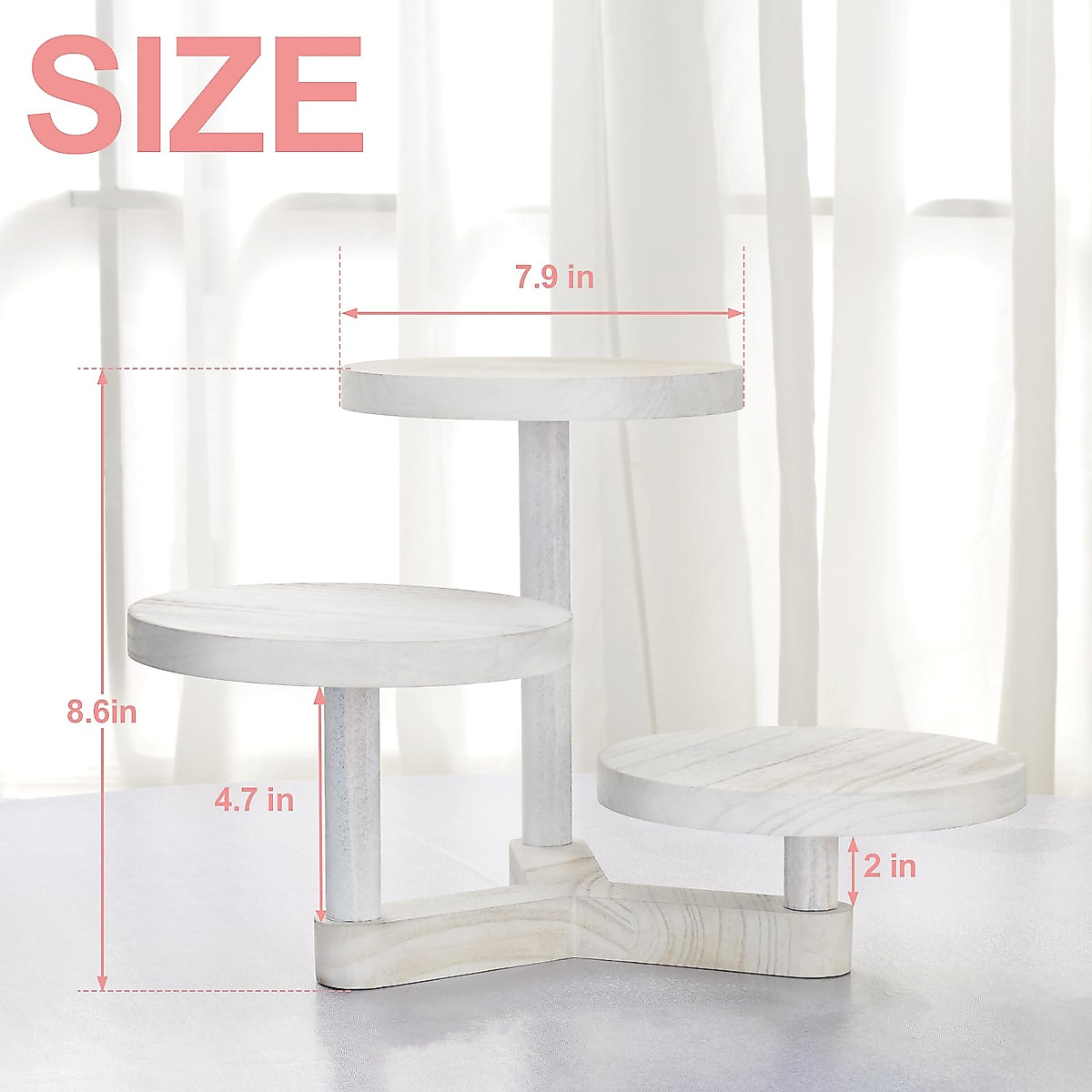 VIVIRBIEN 3 Tiered Cupcake Stand, Farmhouse Wedding Cupcake Stand, Wood Cake Didplay for Dessert Table/Birthday/Baby Shower/Christmas