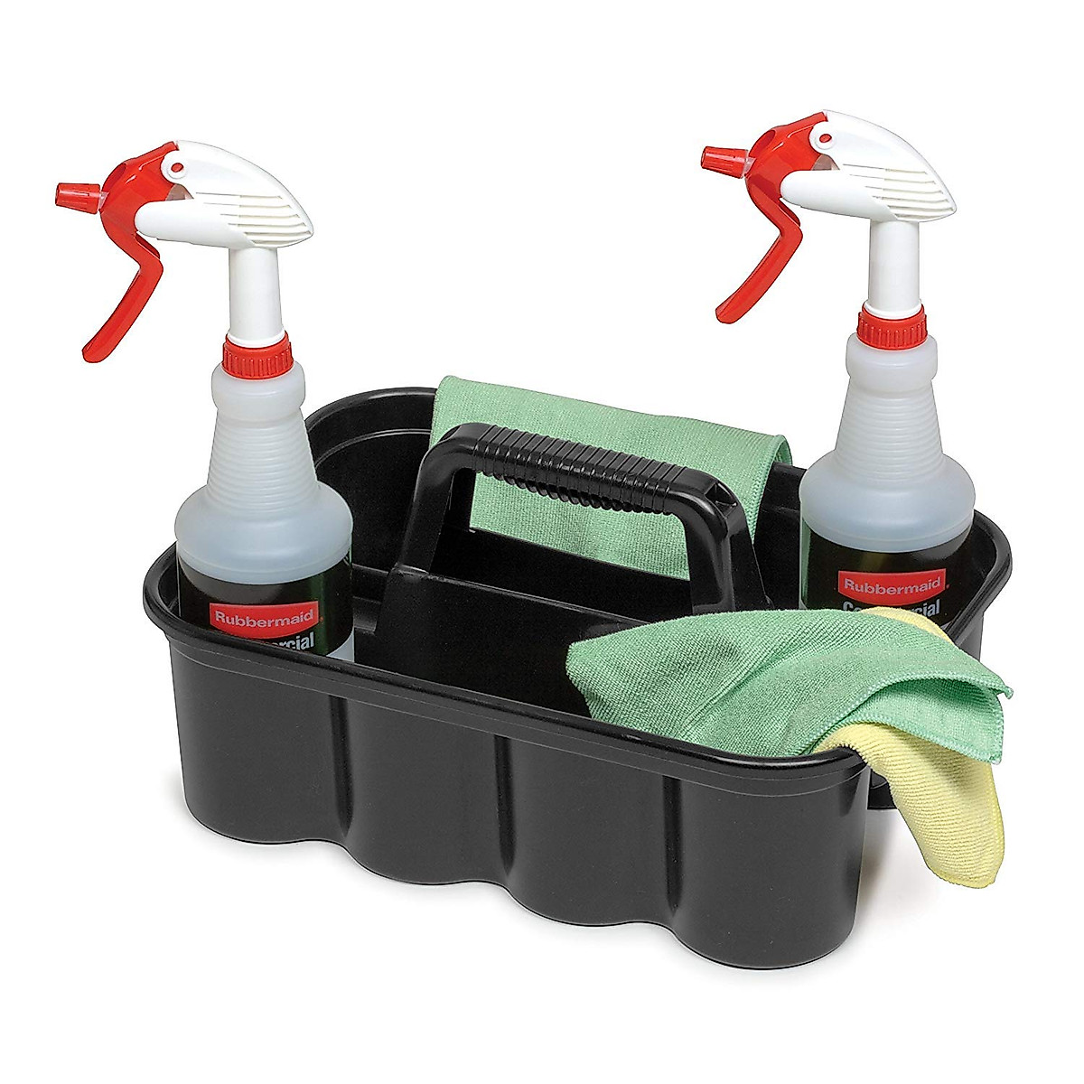 Rubbermaid Commercial Products Deluxe Carry Caddy for Cleaning Products, Spray Bottles, Sports/Water Bottles, and Postmates/Uber Eats Drivers, Black (FG315488BLA)