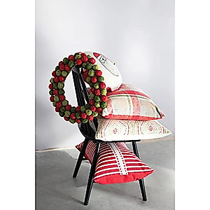 Creative Co-Op Cotton Chambray Lumbar Pillow with Stripes, Red and White