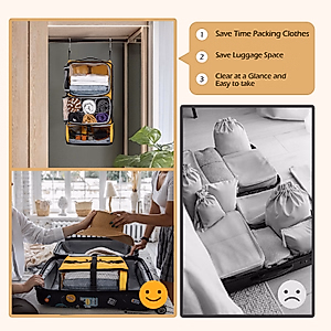 Surblue Hanging Shelves Travel Compression Packing Cube for Carry-on Luggage Suitcase Collapsible Transformable Garment Closet Organizers Large Capacity, Yellow, XL