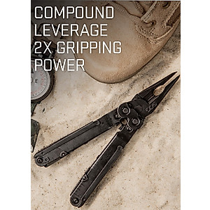 SOG PowerLock Multi-Tool- Compound Leverage Technology with EOD Crimper Device, 420 Stainless Steel Body, 18 Lightweight Specialty Tools (B61N-CP) , Black