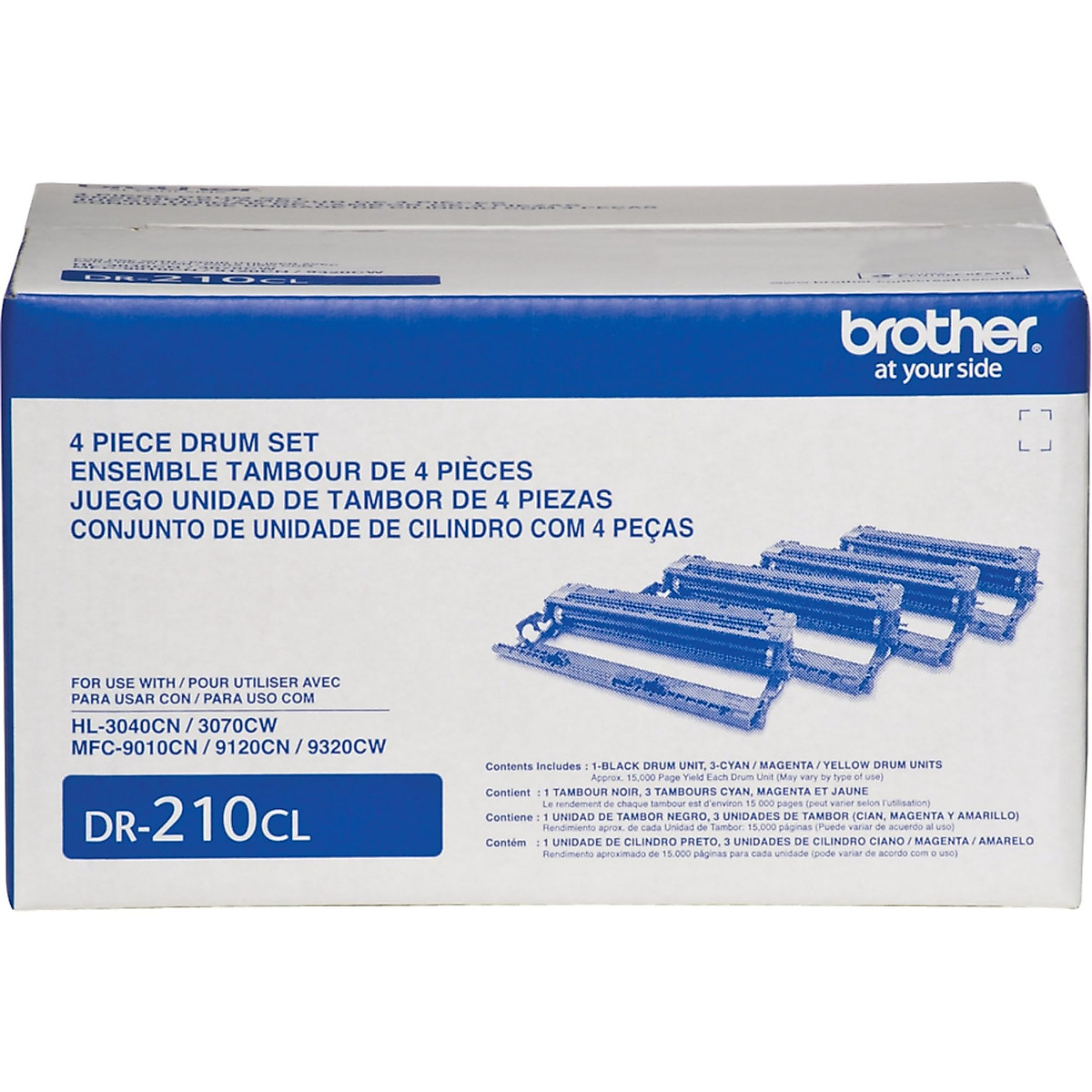 Brother DR-210CL Four Drums - 1 Black, 1 Cyan, 1 Magenta, 1 Yellow - Retail Packaging - DR210CL