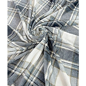 Cozy Winter Fall Grey Throw Blanket: Soft Shades of Gray White Beige Plaid Plaid Design Accent for Sofa Couch Chair Bed Dorm