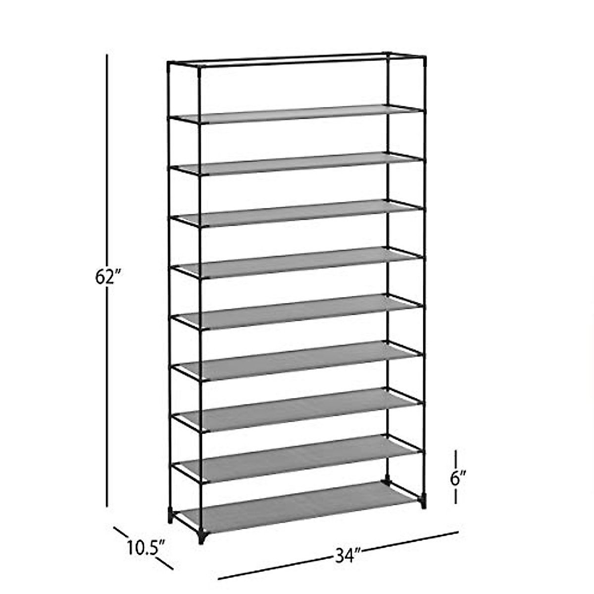 Lavish Home Shoe Storage Rack – 9-Tier Shoe Rack with Cover for Dust and Metal Frame – Freestanding Vertical Shoe Storage Cabinet Organizer (Black)