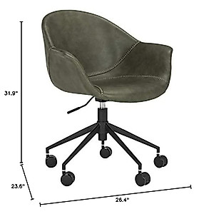 Safavieh Home Ember Green Faux Leather and Black Office Chair