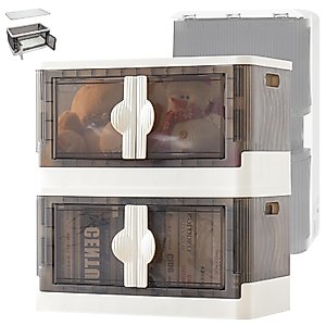 BTGGG Collapsible Storage Bins,14.5 Gallon Storage Bins with Lid 3 Pack for Closet Organizers and Storage Stackable Storage Bins Storage Organizer with Doors & Wheels for Home,Dorm Room Essentials