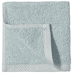Amazon Basics Quick-Dry Washcloth - 100% Cotton, 12-Pack, Ice Blue