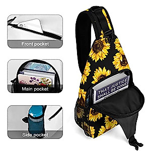 NAWFIVE Sunflower Sling Bag Crossbody Shoulder Backpack Autumn Floral Adjustable Lightweight Travel Hiking Casual Daypack
