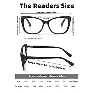 Autojouls 3-Pack Reading Glasses for Women，Oprah Style Frame Spring Hinge Clear Lens Readers Glasses, Black BlackPink Transparent 2.5 x