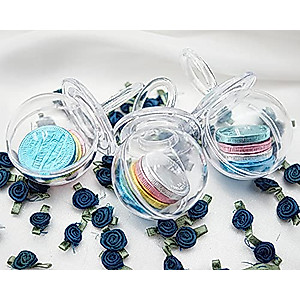 Lassos Boutique Fillable Baby Shower Pacifier Candy Favor Box, Birthday Party Table Decoration, Clear Transparent 24 Pack