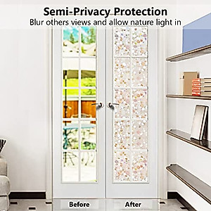 LEMON CLOUD Window Film, Vinyl Clings, Stained 3D Decorative Stickers for Glass, Static Door Window Covering, Tinted Window Decals, Frosted Privacy, Self-Adhesive, Pebble Pattern (17.5In X 78.7In)