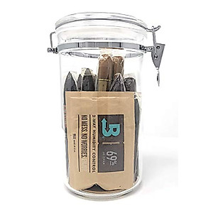 Acrylic Cigar Humidor Jar with Boveda 69% 2-Way Humidity System, 25 Cigar Capacity
