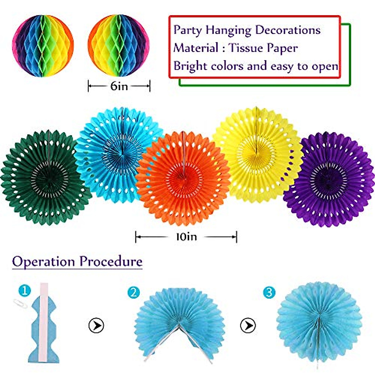 Fiesta Party Decorations, Taco Twosday Birthday Party Happy Birthday Banner Hanging Paper Fans Honeycomb Ball Balloons for Birthday Parties Rainbow Party
