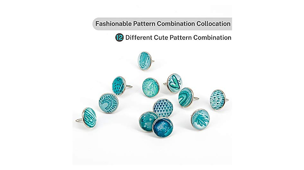 Decorative Steel Push Pins - Hand-Drawn Designs for Bulletin Boards