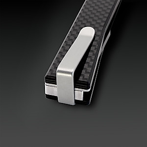 OCASO - Solstice Gentleman's Knife, 3.5" S35VN Steel, Titanium or Carbon Fiber, Ambidextrous Deep Carry Pocket Clip, Straight Blade 10CFS