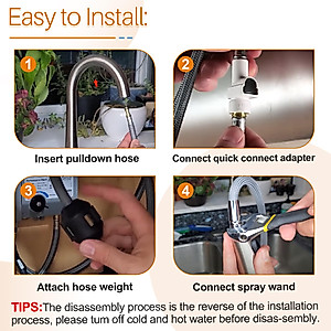 Kitchen Faucet Pull Down Hose 150259 for Moen Faucet Replacement Part 150259 Hose, Faucet Part 187108 Kitchen Sink Hose Compatible with Moen Pull Down Sprayer