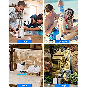 17 Pack Travel Pouches for Toiletries,TSA Approved,Travel Size Portable Containers,Stand Up Pouch,Refillable Travel Accessories for Shampoo Conditioner Lotion Soap Liquids (A-17pcs)