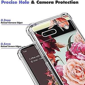 (3-Pack) for Google Pixel 6a Case, Soft Clear TPU [Scratch-Resistant] Drop Silicone Bumper Protection Shockproof Phone Case Cover for Google Pixel 6a,Flower