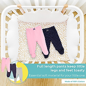 Spasilk Baby Girls Cotton Pull on Footie Pants Leggings with Feet, Pack of 3, Pink & Gray