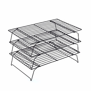 Three-layer Baking Cooling Rack Bread Cooling Rack Cake Rack Baking Tools Black Non-stick Cooling Rack Stackable