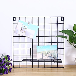 Black Wire Storage Basket Rack Straight Shelf for Grid Panel Display 25x10cm