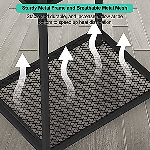 Computer Tower Stand PC Tower Stand with Storage Drawer 2 Tier Wood Rolling CPU Holder Stand Mobile Printer Cart on Wheels for Home Office, Industiral Brown and Black