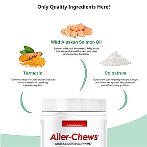 Aller-Chews Max Allergy Support Soft Chew Bites - Maintains Skin and Coat - Supports Immune System - Turmeric and Wild Alaskan Salmon Oil (100ct)