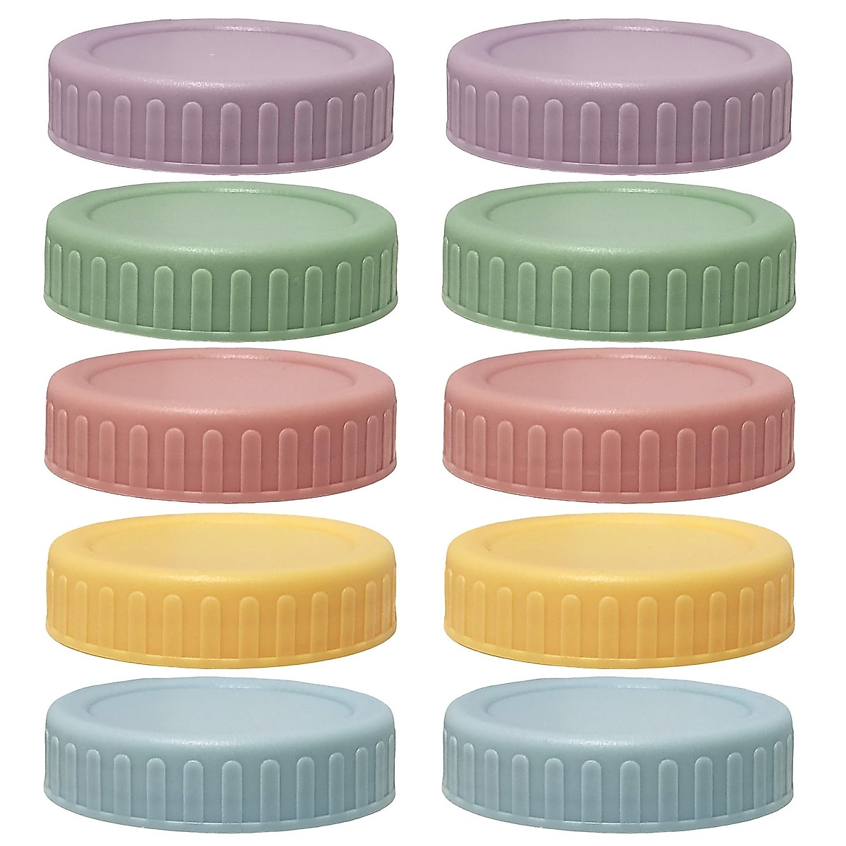 10 Plastic Mason Jar Lids, Colored Mason Jar Lids, 70mm Inner Diameter Mason Jar Lids Regular Mouth with Silicone Ring,Regular Mouth Mason Jar Lids Suitable for Glass Cans, Cans