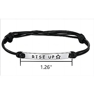 Kvekstio Hamilton Broadway Musical Gifts Engraved Rise Up Black Cord Rope Leather Bracelet Adjustable