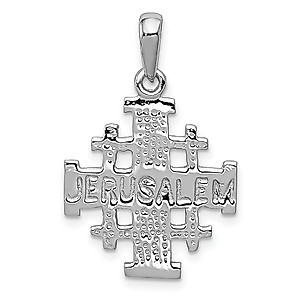 IceCarats 14K White Gold Jerusalem Holy Cross Necklace Religious Pendant Jesus Christ Charm 30mm x 24mm - Pendant Only