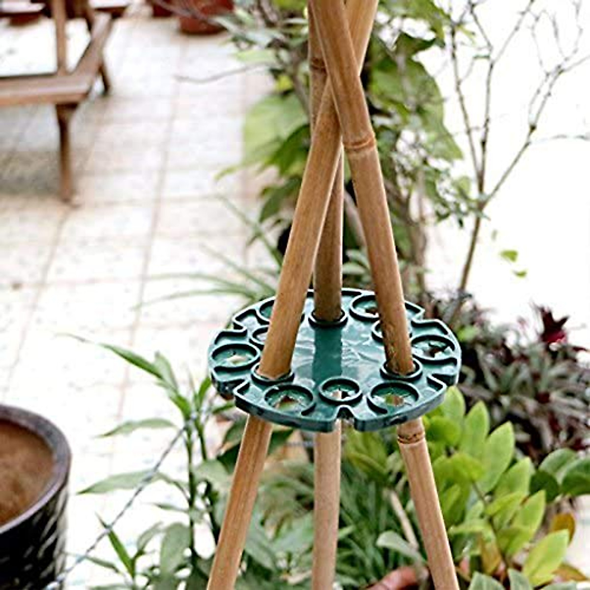 ZERIRA 5 Pack Bamboo Cane Holder Plastic Plant Support Protection Tray Support Caps for Climbing Plants Peas Beans Sweet Pea Tomatoes Cucumbers Support Structure