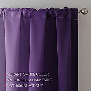 MIUCO Blackout Curtains & Drapes for Bedroom Living Room 84 Inches Long Purple and White Room Darkening Ombre Curtains Rod Pocket & Back Tab Curtains Thermal Insulated Light Blocking 2 Panels Set