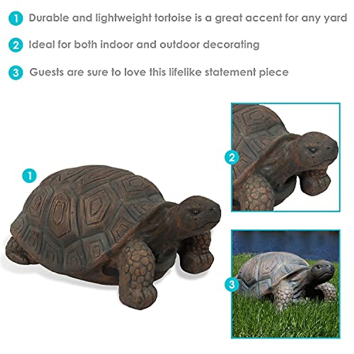 Sunnydaze Tanya The Tortoise Large Garden Statue - 20-Inch Long - Indoor/Outdoor Decoration for Yard, Patio, Pond, or Lawn