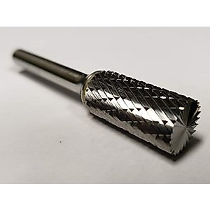 YUFUTOL SB-5 Tungsten Carbide Burr Cylinder Shape Double Cut Rotary Burrs File(1/2''cutter Dia ， 1''Cutter Length) with 1/4'' (6.35mm) Shank dia