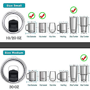 Bekolna Magnetic Tumbler Lids for Yeti 10 oz Lowball, 10 oz Mug and 20 oz Tumbler, Replacement cover for Yeti magslider Lid (Black and Black magslider & gasket)