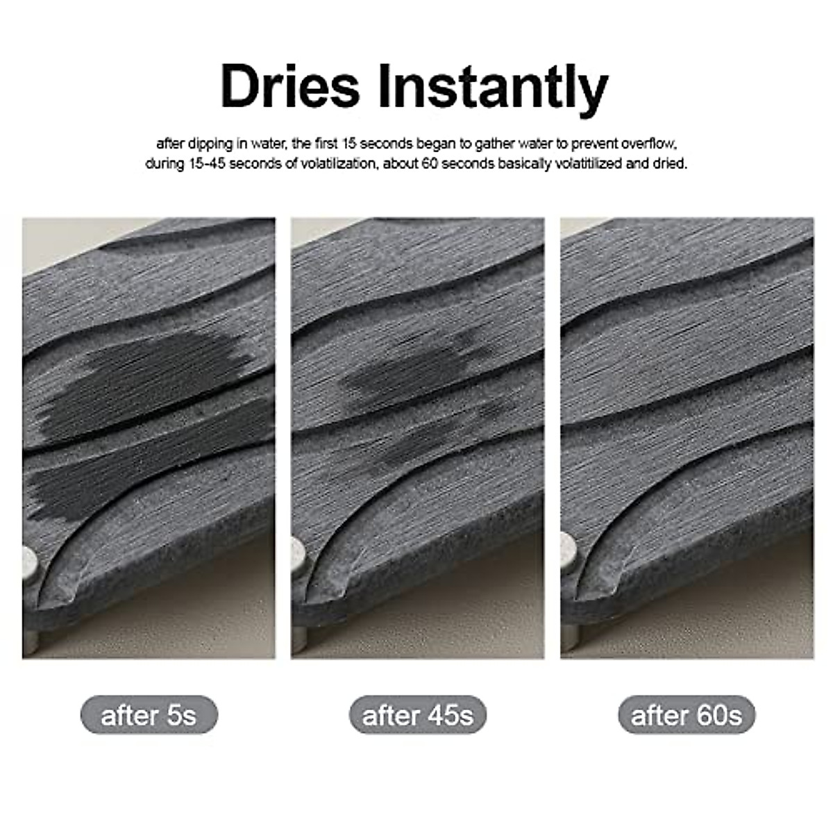 bukfen Instant Dry Sink Organizer, Bathroom Sink Fast Drying Stone,Diatomaceous Earth Sink Caddy for Kitchen Counter and Bathroom Counter, Pearl White, Wavy Groove(11.02x4.33x1.10in)