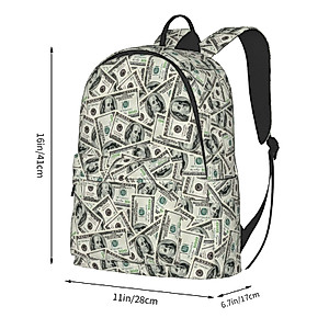 FeHuew 16 inch backpack US Dollar Money Laptop Backpack Full Print School Bookbag Shoulder Bag for Travel Daypack