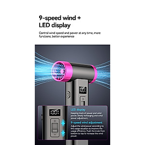 Turbine Engine Fan, Portable Rechargeable Wireless Blow Dryer, USB Rechargeable Hair Dryer, 4 Levels Wind Speed Adjustment, Wireless Hair Dryer for Home/Travel Hair Care Dryer