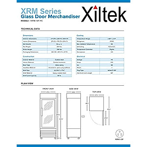 Xiltek New Single Door Upright Retail Merchandiser Display Freezer with Triple Paned Glass Door; 13 Cubic Ft.