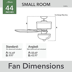 Hunter Fan Company Swanson 44-inch Indoor New Bronze Casual Ceiling Fan With Bright LED Light Kit, Pull Chains, and Reversible WhisperWind Motor Included