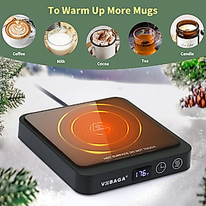 VOBAGA Mug Warmer & Mug Set for Desk, Electric Coffee Cup Warmer with Temperature & Timer Settings, Smart Coffee Warmer Plate with 15oz Cup for Warming and Heating Coffee, Beverage, Candles, Cocoa