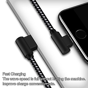 FOXSEA 3FT 90 Degree Lightning Cable MFi Certified Fast Charging Cord (Black&White) 3Pack