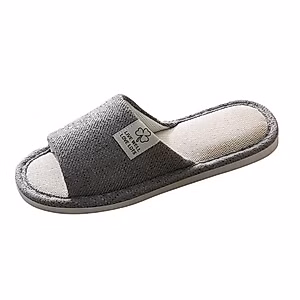 Aniywn Womens Mens Soft Indoor Slippers Open Toe Linen Memory Foam Slip on Home Shoes House Slippers Open Toe Home Shoes
