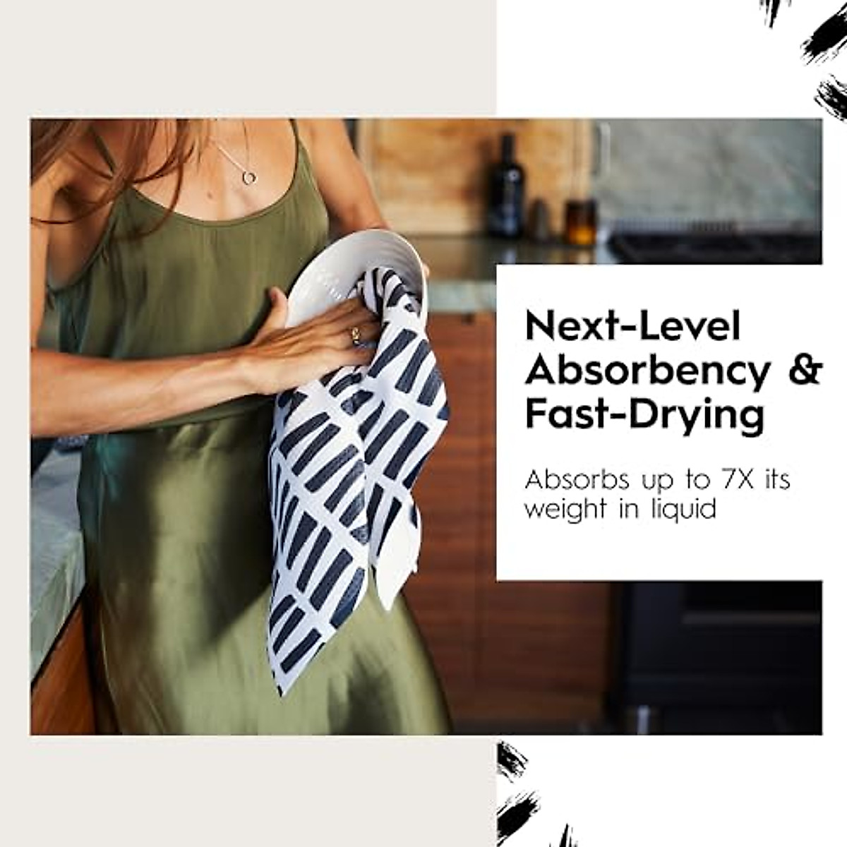 GEOMETRY Kitchen Tea Towel - Quick Dry Microfiber Cloth Dish Towels for Kitchen Drying - Premium Quick Dry Towel (Spring Sprout, 1-Pack)