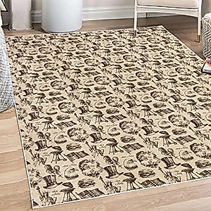 Ambesonne 4th of July Decorative Area Rug, Vintage Americana Elements National Loyalty Culture Design, Quality Carpet for Bedroom Dorm Living Room, 4' X 5' 5", Beige and Army Green