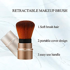 JewelryWe 3 Colors Cosmetic Beauty Makeup Minerals Powder Brush Travel Retractable Kabuki Brush,Foudation Blush Brush Cosmetic Tool (3pcs)