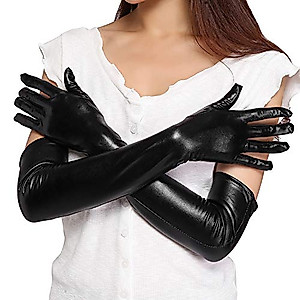 LOVARTS BEAUTY Long Women Opera Party Flapper Evening Satin Gloves Stretchy Adult Size Elbow Length 21in/53cm (Black-54cm/21in)